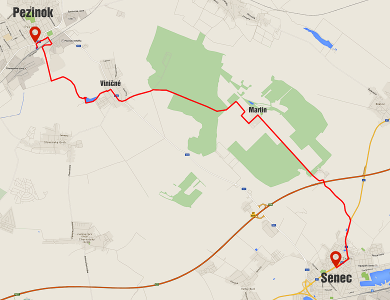 Mesto Pezinok | Cyklotrasa Pezinok - Senec